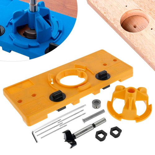 35mm Concealed Hinge Jig Drill Guide Set Drill Hole Cutter Bit Cabinet ...