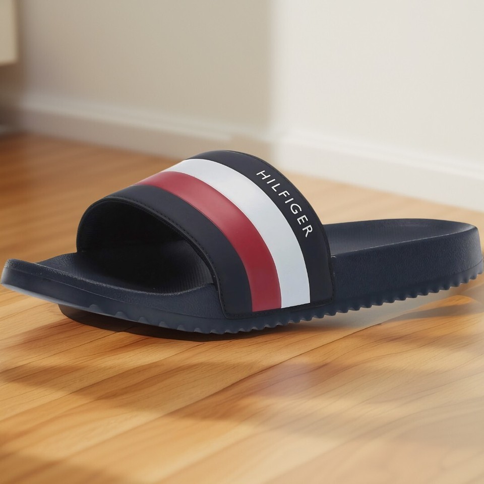Tommy Hilfiger Mens Rozi Slide Slip On Pool Casual Sandals Dark Blue ...