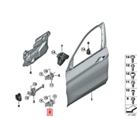 NEW BMW 1 F20 FRONT RIGHT DOOR LOWER HINGE 7284536 41517284536 ORIGINAL ...