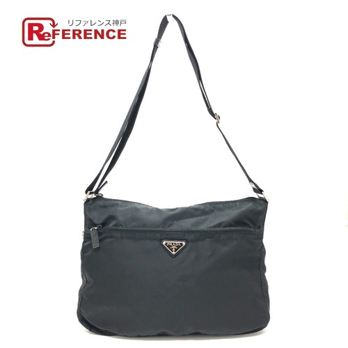 Prada Triangle Logo Flat Diagonal Shoulder Bag Nylon Ladies Black Used ...