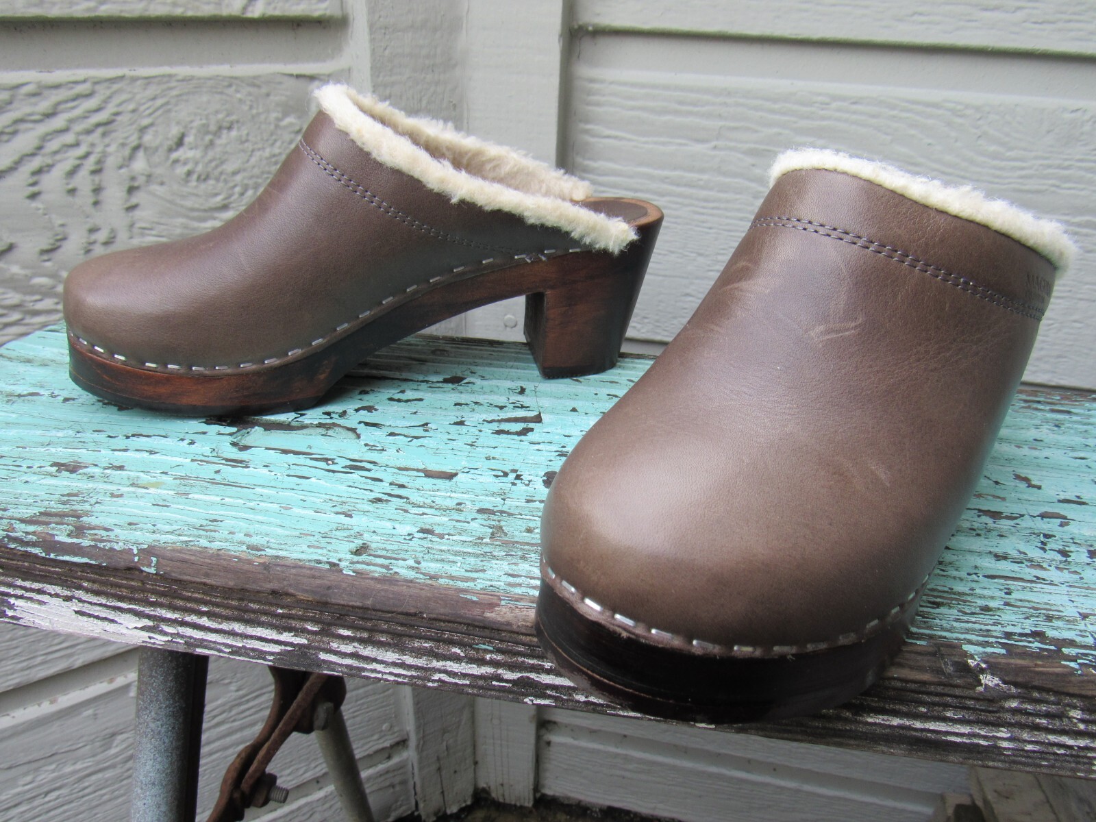Maguba Sweden OSLO Swedish Clog EU 37 US 7 Brown Leather Wool Lining ...