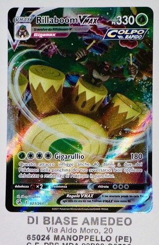 Pokemon Rillaboom Vmax Full Art 023/264 Crash Fusion Italian NM/Mint | eBay