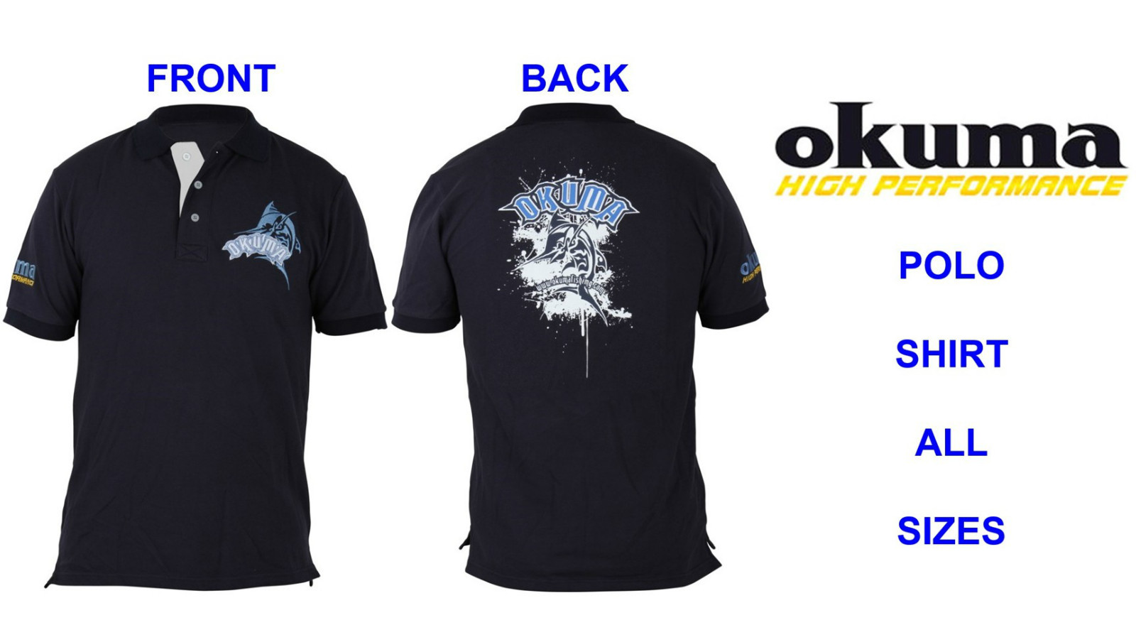 OKUMA POLO SHIRT SEA BOAT GAME FLY COARSE CARP PIKE FISHING CASUAL ...
