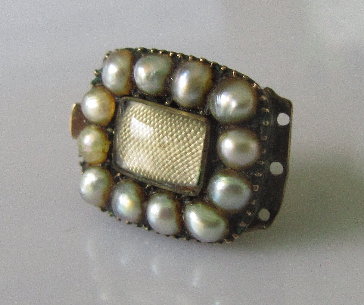 Georgian Gold Clasp - Multi Natural Pearl Oblong Clasp (For Necklace ...