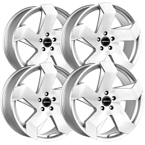 (Set of 4) Strada S65 Coltello 20x8.5 5x115 +15mm Brushed Wheels Rims ...