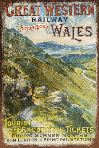 Wales GWR Railway Train Travel Aged Advert Vintage Retro Style Metal ...