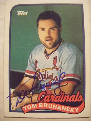 TOM BRUNANSKY signed CARDINALS 1989 Topps baseball card AUTO ...