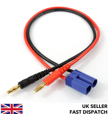 300mm EC5 male to 4mm male banana/bullet connectors charge lead/wire ...