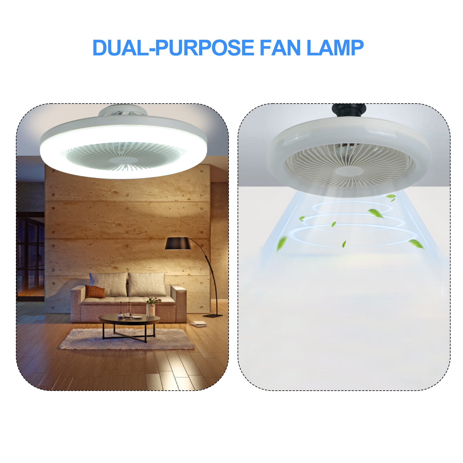 Dual-purpose Fan Chandelier E27 Head Lamp Ceiling Fan Light 3-Gear for ...