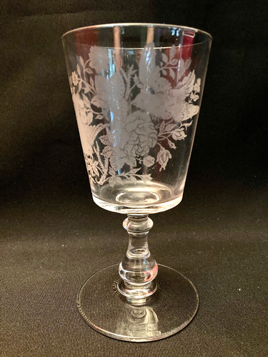 4 Pc. EAPG Antique Pattern BIRDS & ROSES ETCHED GOBLETS Gillinder Glass ...