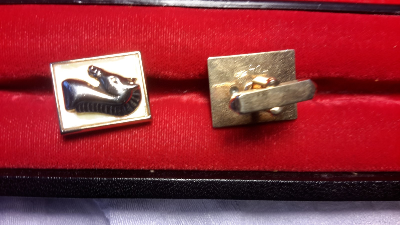 SWANK Vintage KNIGHT HORSE Abalone Cuff Links ESTATE … - Gem