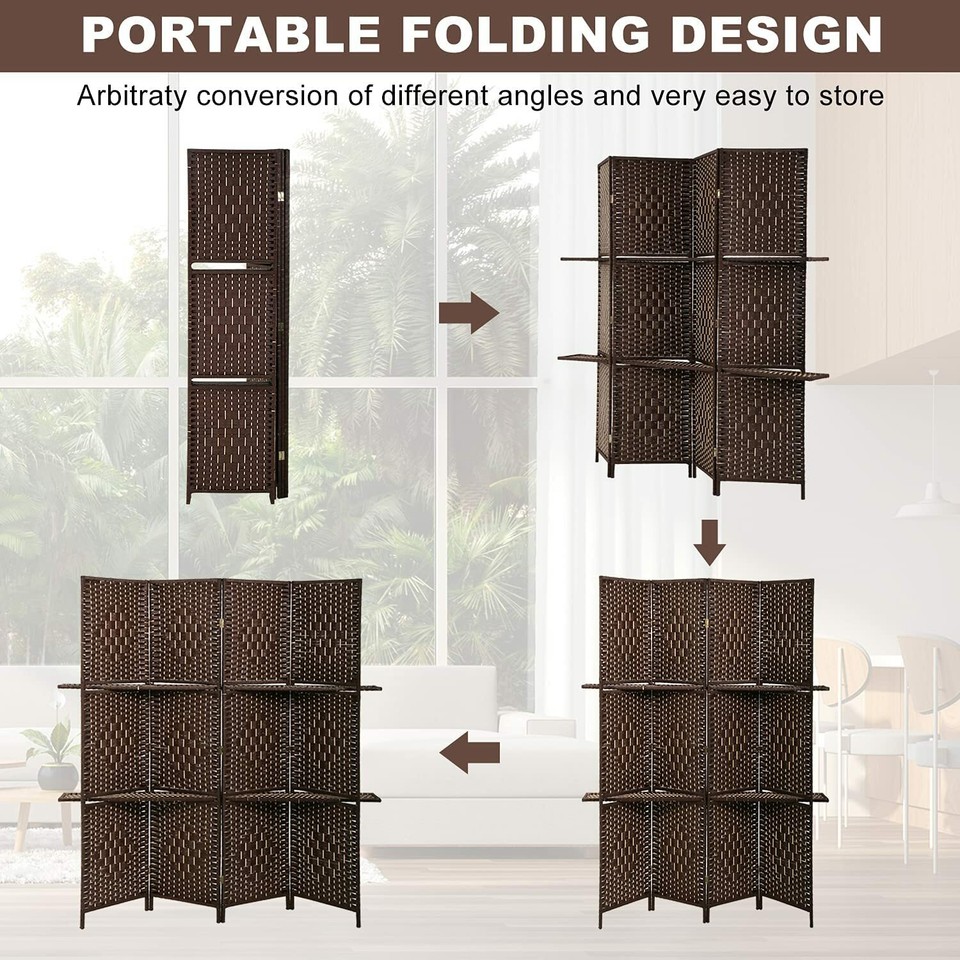 4 Panel Room Divider Wooden Screen Folding Privacy Portable Partition ...