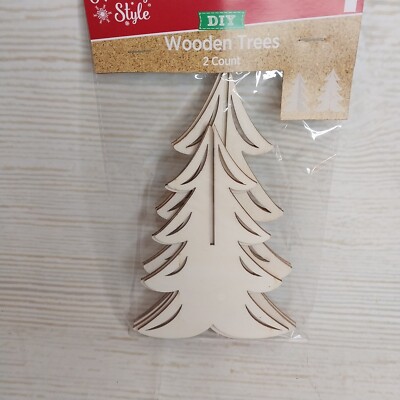 New! 2 Wood Craft Kit Christmas Tree Winter Holiday Blanks Table Decor ...