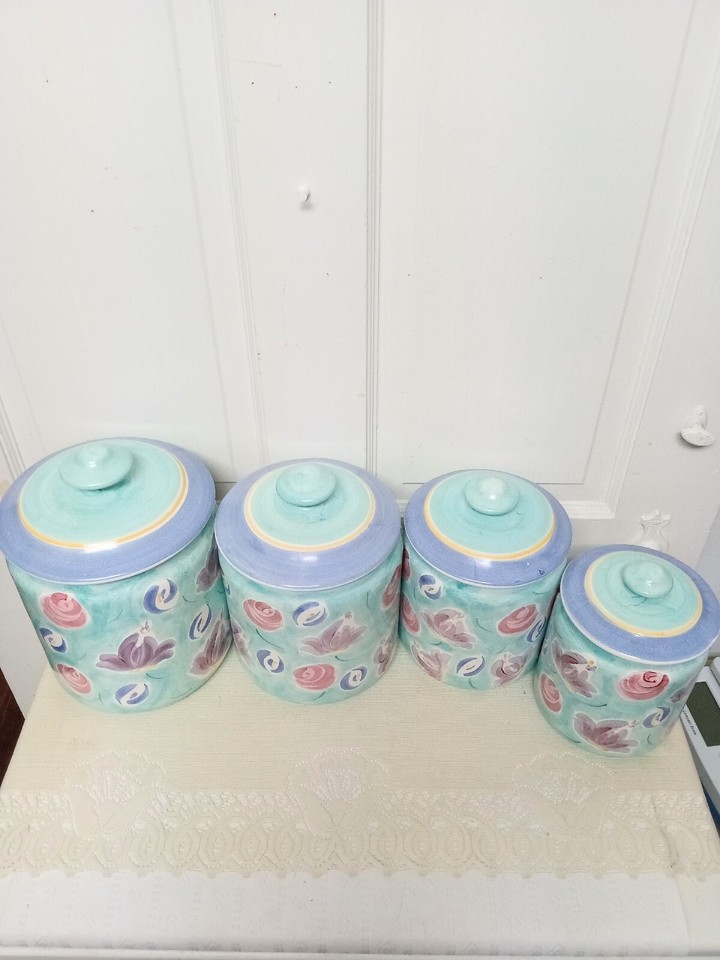 Rare Vintage Canisters Set Of 4 Personalized Ceramic Multi Colored ...