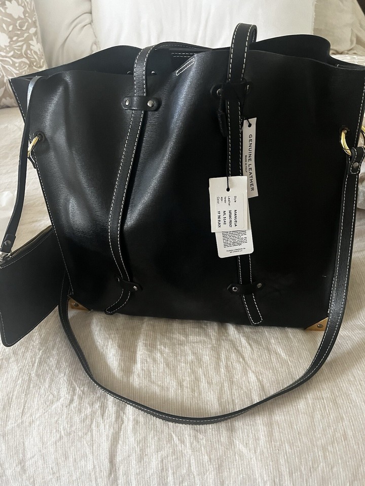 Arcadia Manuela Italian Saffiano Frenzy handbag black leather | eBay