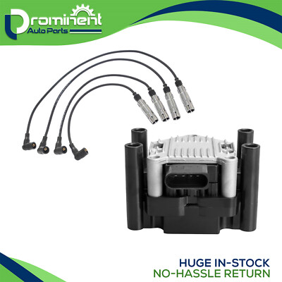 Ignition Coil & Wire Set for Volkswagen Jetta Polo Seat Ibiza Leon l4 1 ...
