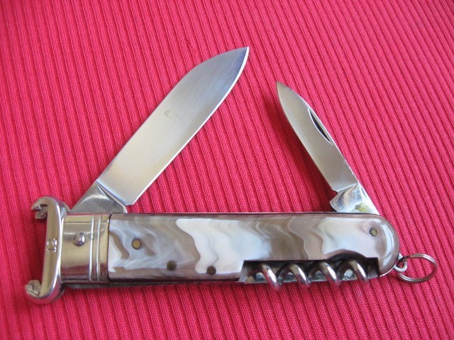 VINTAGE ROSA V. MANIAGO INOX STAMPED ITALIAN MANUAL SHELL PULLER KNIFE ...