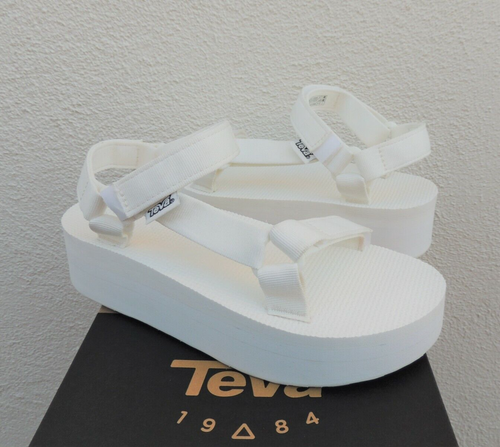 TEVA FLATFORM UNIVERSAL BRIGHT WHITE 2" PLATFORM SANDALS, US 6/ EUR 37 ...