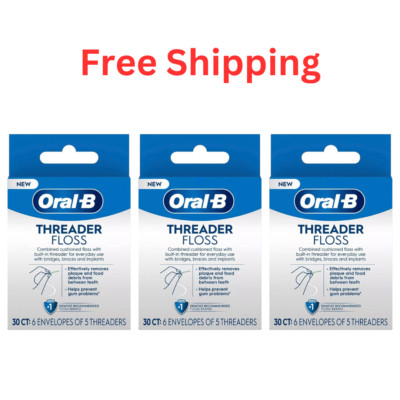 ORAL-B Glide Pro Health THREADER FLOSS 6 Packets of 5 Threader total ...