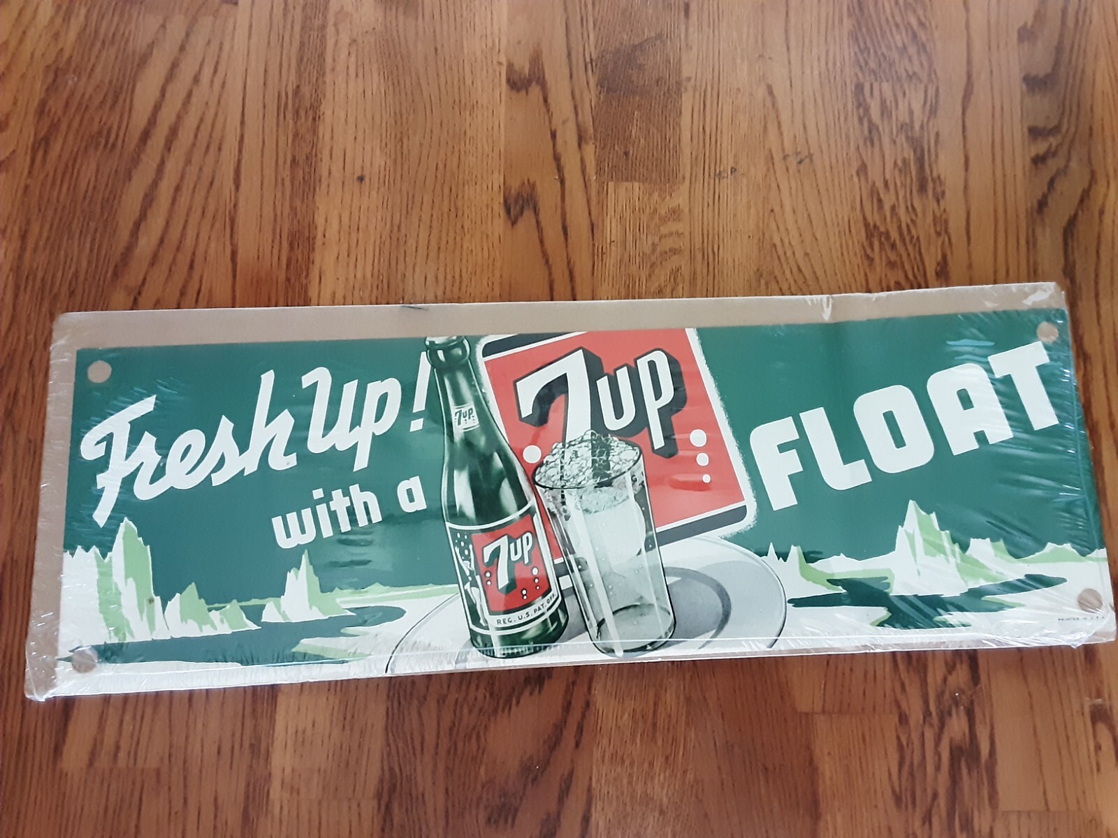 Vintage 1940's 7up "Fresh Up with a 7up Float" Store Display Sign 16.5 ...