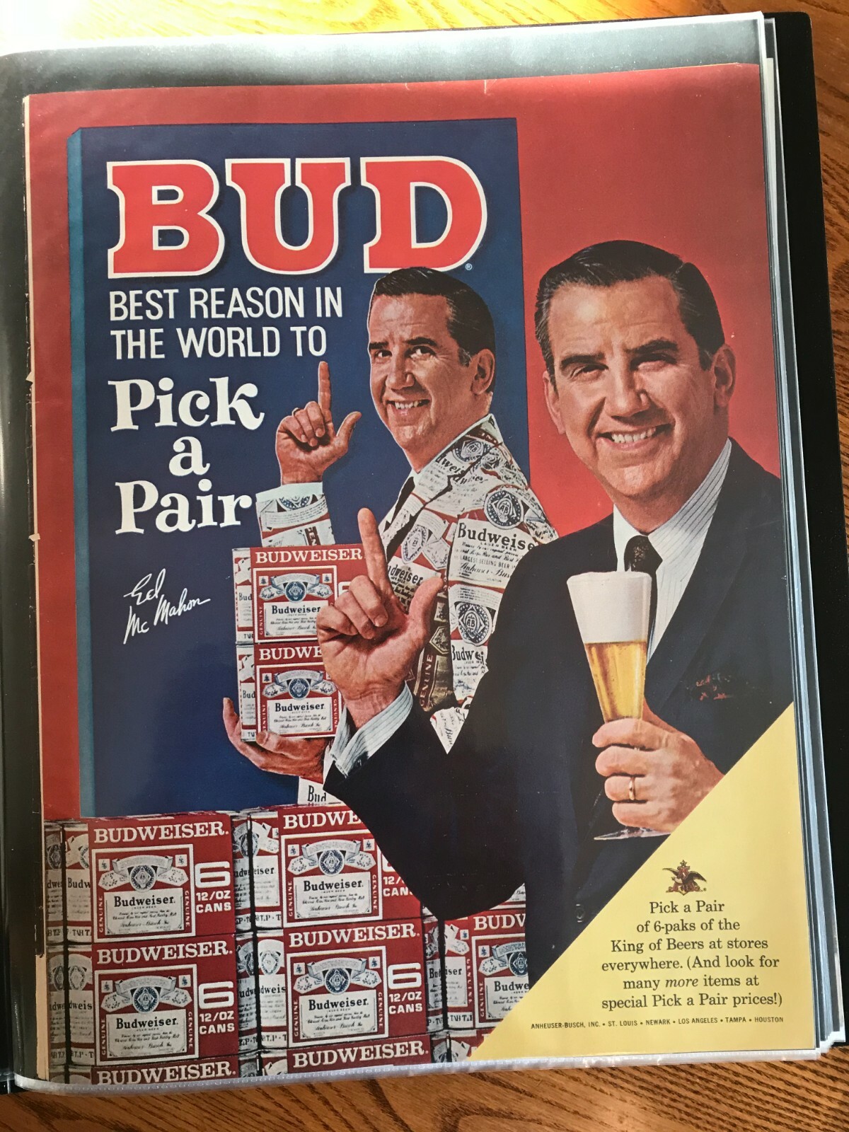 Ed McMahon Tonight Show Johnny Carson Sidekick Budweiser Beer Print Ad ...