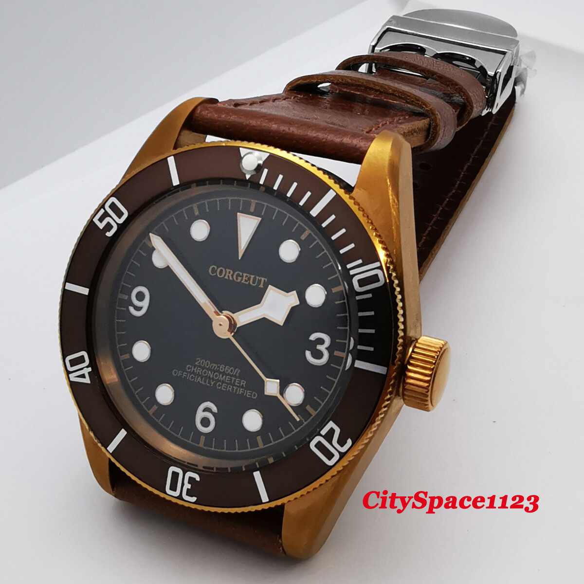 41mm Corgeut Brass case Black dial Sapphire Glass Automatic Movement ...