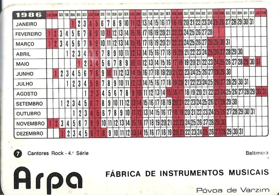 ⭕VTG card pocket calendar 1986 BALTIMORA Portugal group music singer | eBay