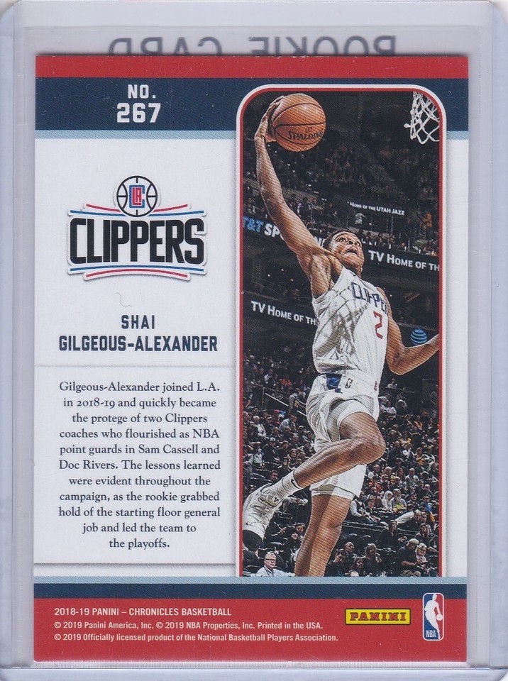 SHAI GILGEOUS-ALEXANDER ROOKIE CARD 2018 Marquee Basketball OKC THUNDER ...