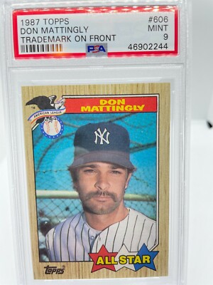 1987 Topps #606 DON MATTINGLY Trademark on Front PSA 9 | eBay