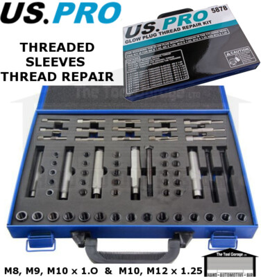 US PRO Tools Glow Plug Thread Repair Kit M8 M9 M10 M12, Threaded ...