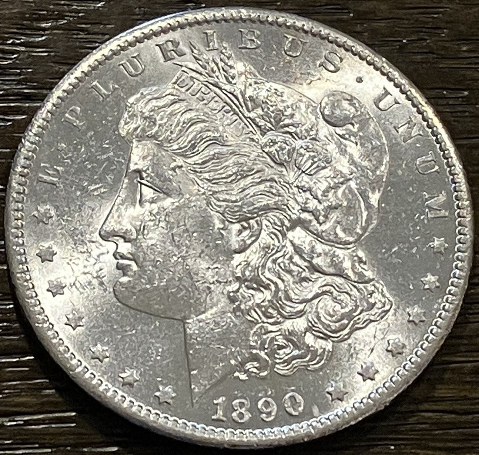 1890-S $1 MORGAN SILVER DOLLAR CHOICE PLUS BU! PL REV! BLAST WHITE ...