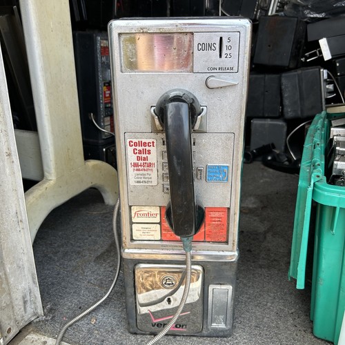 Vintage Black Phone Booth Payphone Push Button Telephone GTE Frontier ...