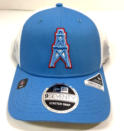 Houston Oilers NFL NE Stretch-Snap Snapback Trucker Hat~ Light Blue ...