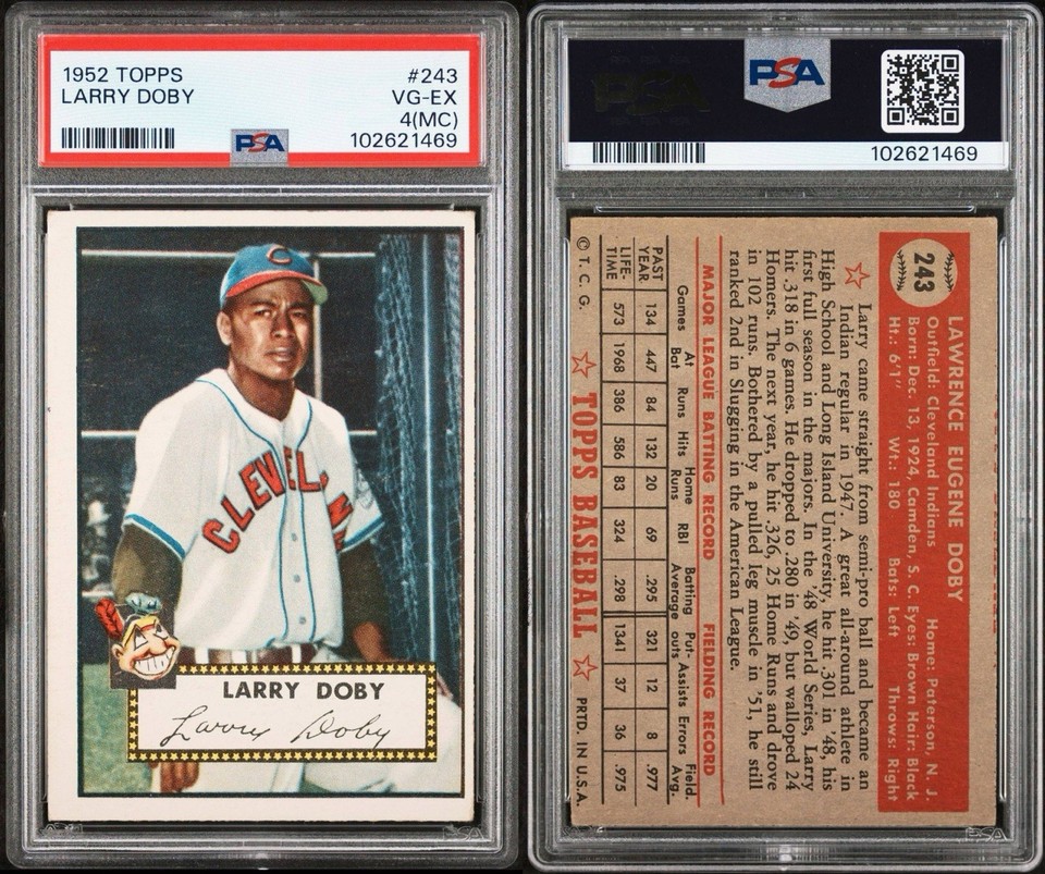 1952 Topps #243 Larry Doby PSA 4 (MC) VG-EX HOF Nice Eye Appeal-Miscut ...