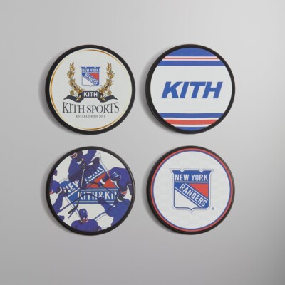 KITH & The NY Rangers NHL Inglasco 4-Pack Puck Coaster Set NEW IN HAND ...