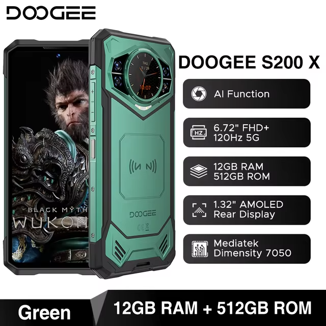 DOOGEE S200 X Rugged 5G Smartphone 32GB+512GB AI 100MP/20MP NV 6.72 ...