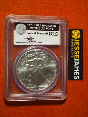 2014 SILVER EAGLE PCGS MS70 FIRST STRIKE BOX #8 JOHN MERCANTI SIGNED ...