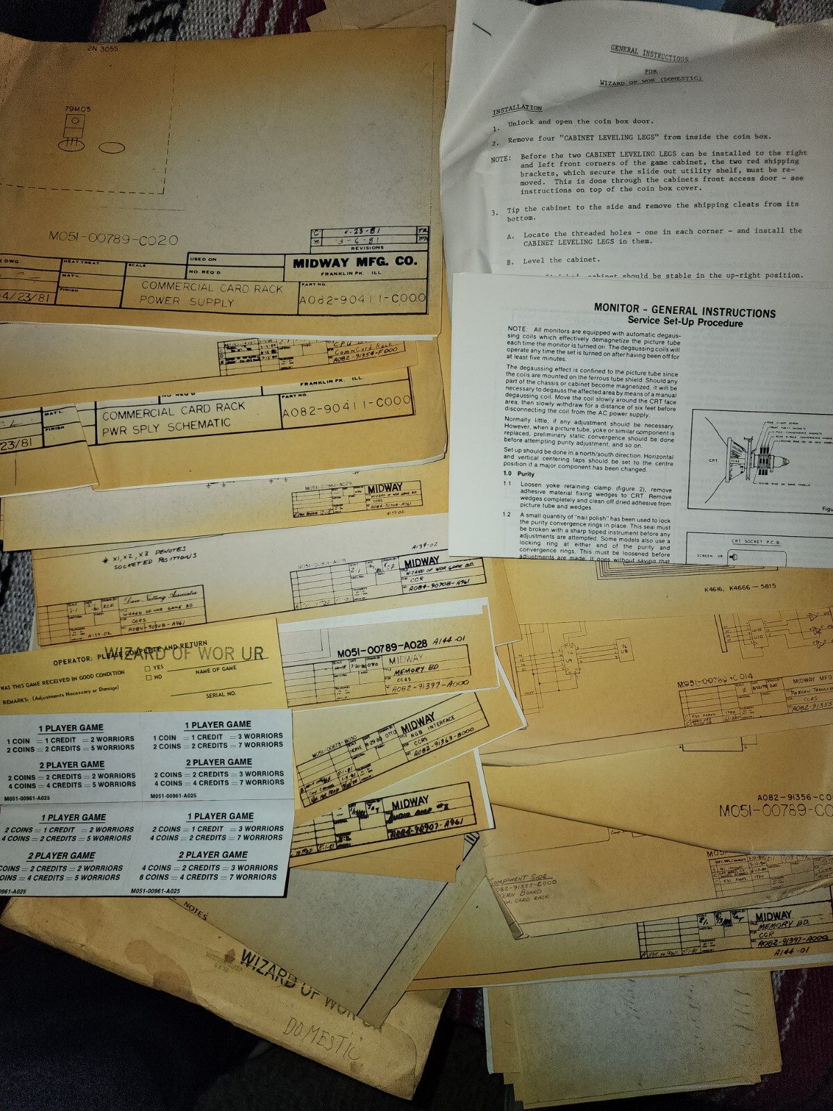 Wizard Of Wor Original Schematics & Paperwork Midway Manual | eBay