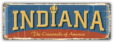 Indiana USA State Grunge Retro Emblem Car Bumper Sticker Decal ''SIZES ...