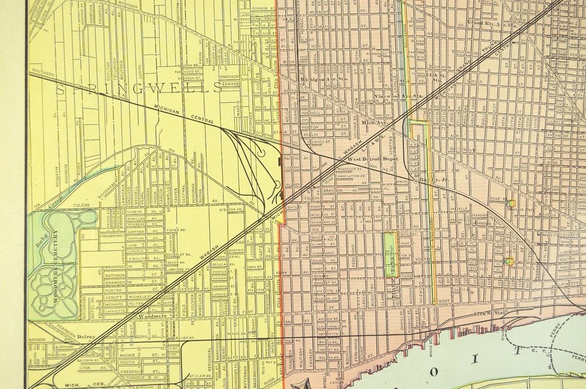 Large City Map Detroit Michigan