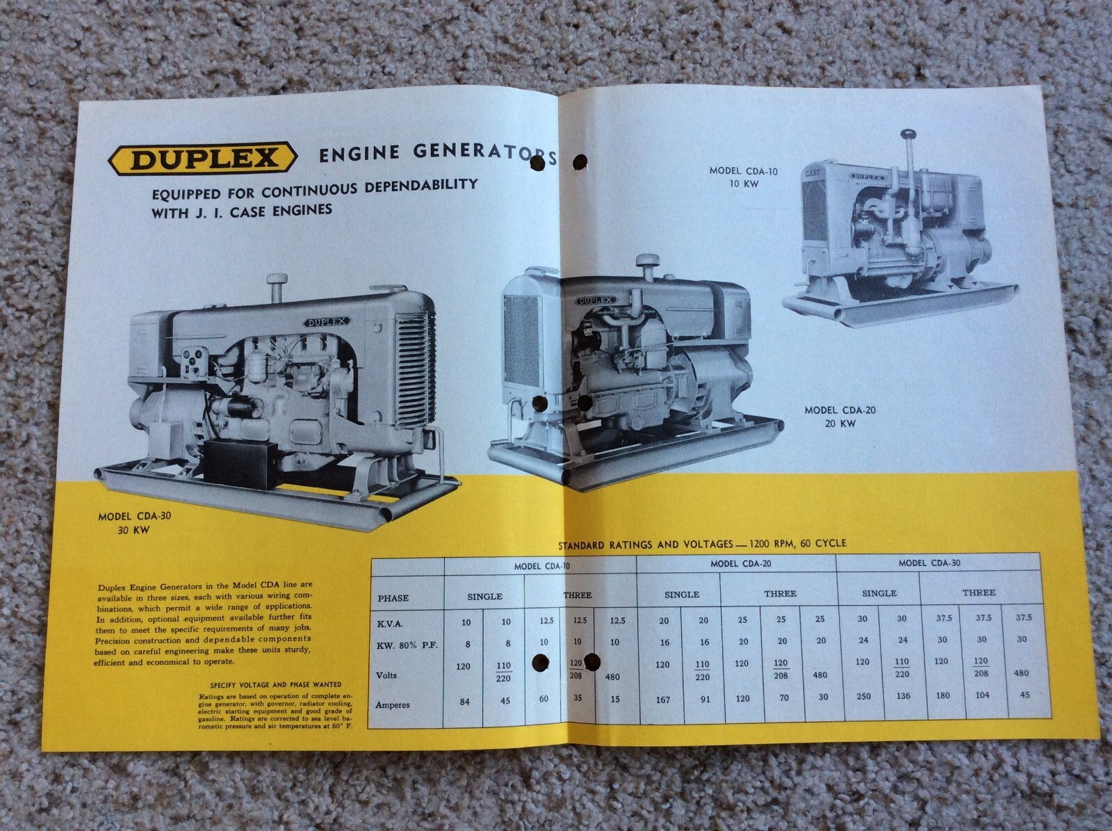 1950s Duplex alternating current engine generators, for heavy-duty ...