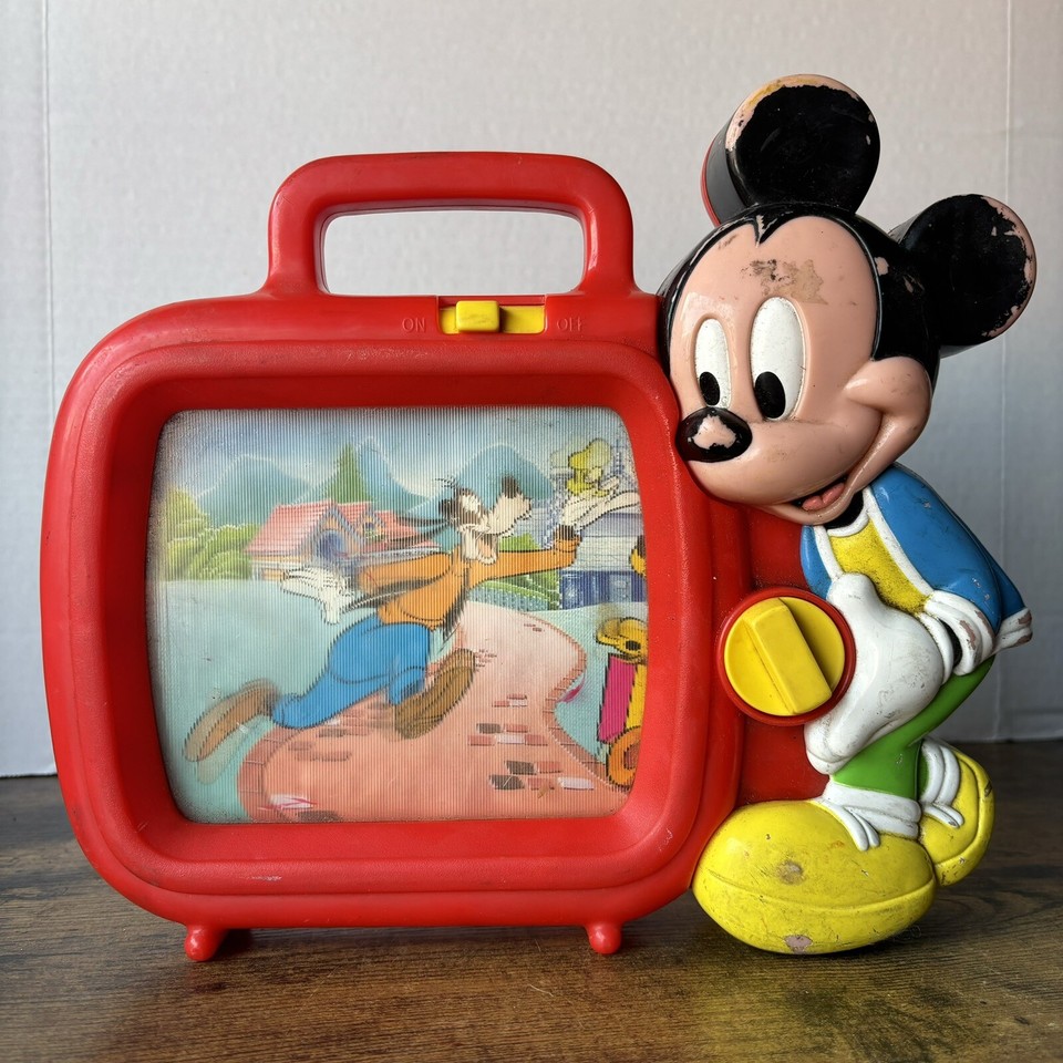 Vintage Disney Mickey Mouse Wind-up Musical Scroll TV Music Toy- Full ...