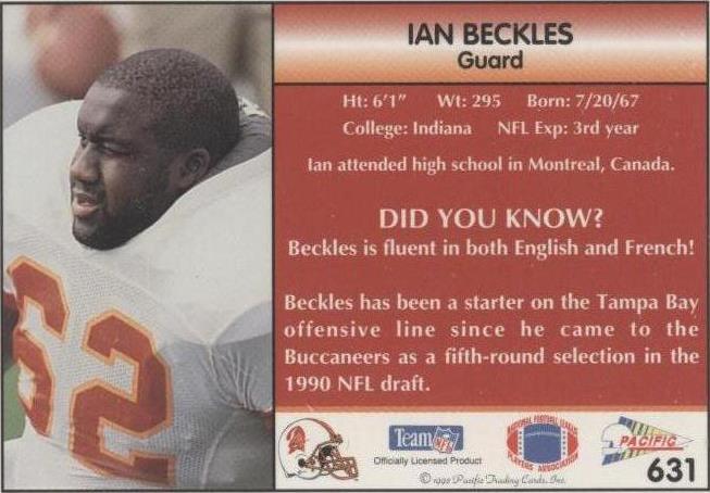 1992 Pacific Ian Beckles #631 for sale | eBay