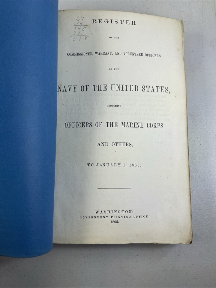 RARE Navy Register United States Civil War Year 1865 Book US USN ...