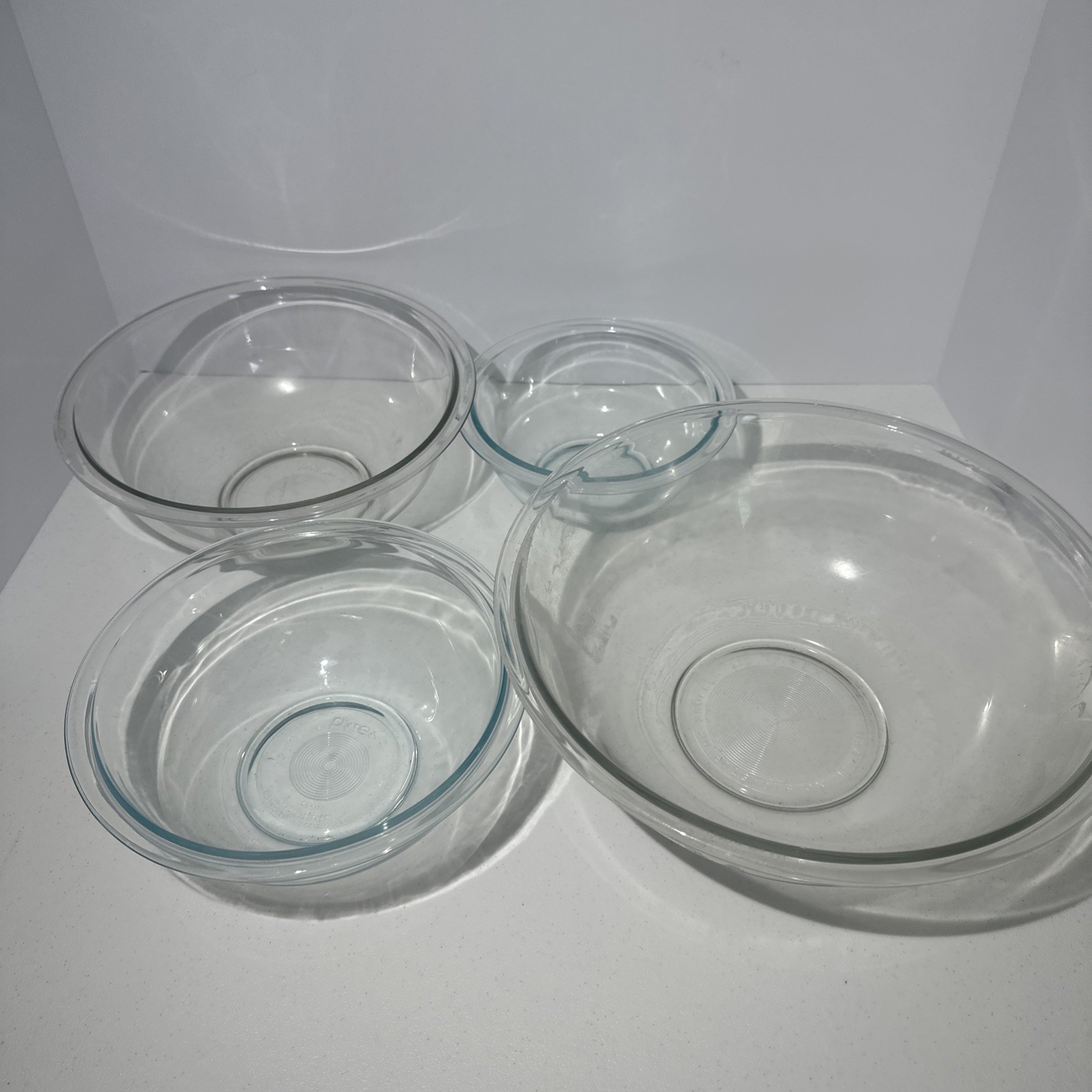 Vintage Set of 4 Pyrex Clear Glass Nesting Mixing Bowls #322 #323 #325 ...