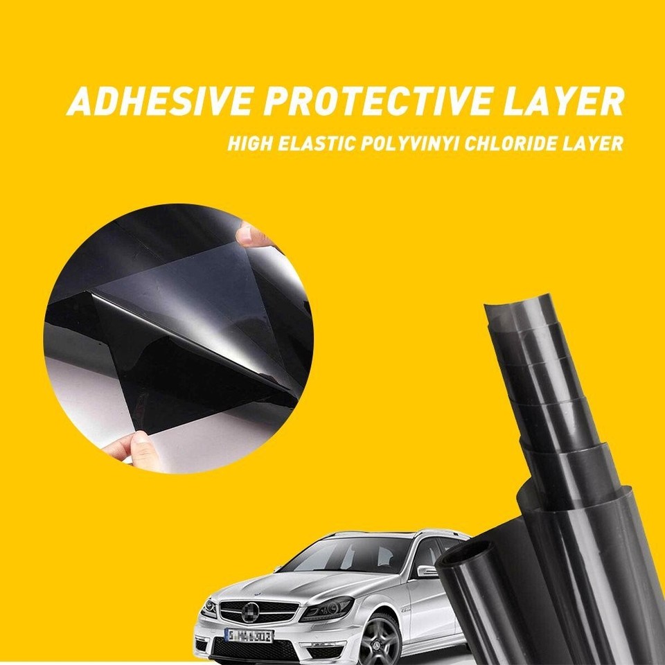 12"x72" Gloss Dark Black Smoke Headlight Taillight Fog Light Tint Film ...