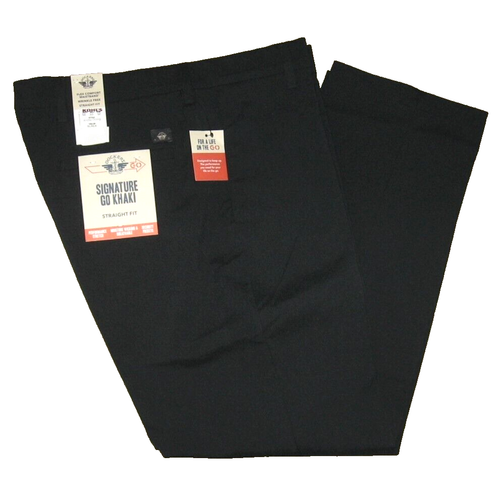 Mens Dockers Signature Go Khaki Pants 32x30 Black Straight Fit Stretch ...