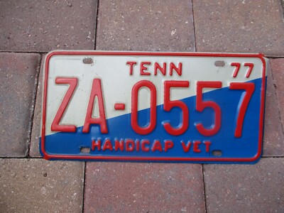 Tennessee 1977 Handicap Veteran license plate # ZA - 0557 | eBay