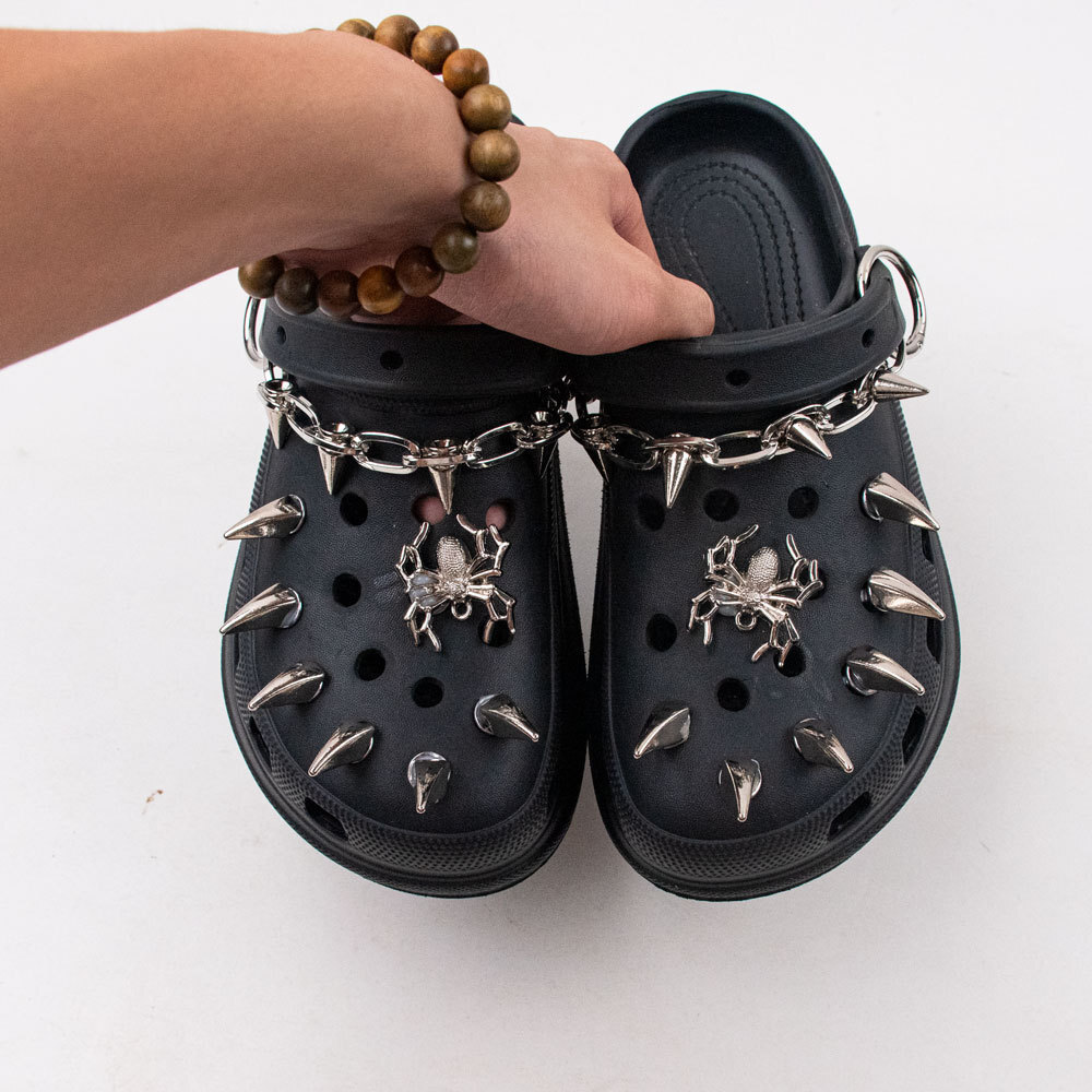 DIY Punk Crocs Shoe Charms Metal Chains Rivet Spike for Clog Sandals ...