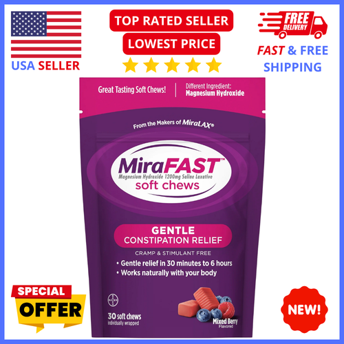 MiraFAST Soft Chews Fast Constipation Relief 30min Gentle Magnesium ...